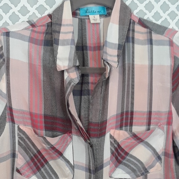 buttons | Tops | Buttons Plaid Blouse Button Down Tab Slee | Poshmark